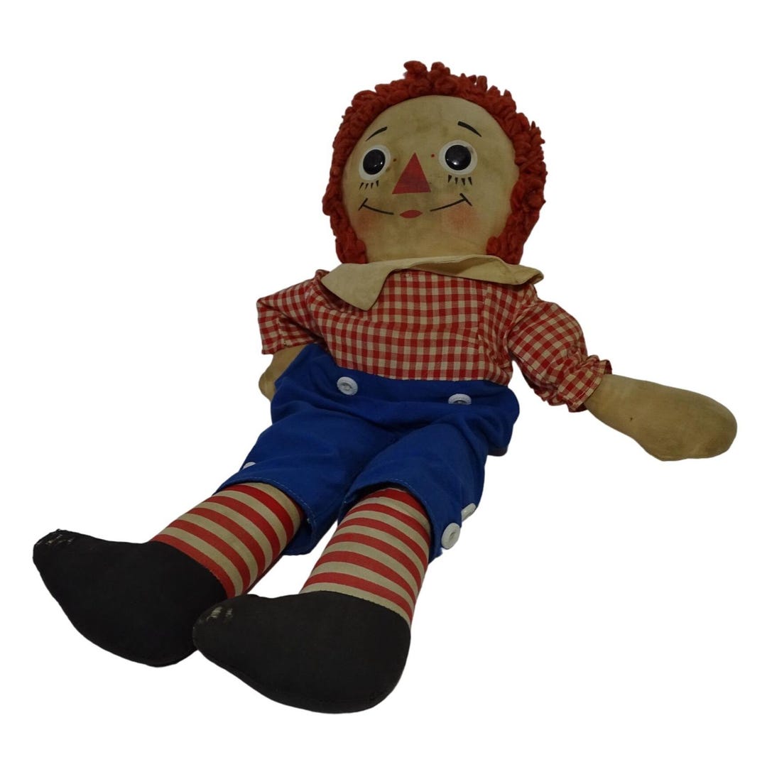 Vintage Wind-up Musical Raggedy Andy Cloth Doll 15 Inch Removable ...