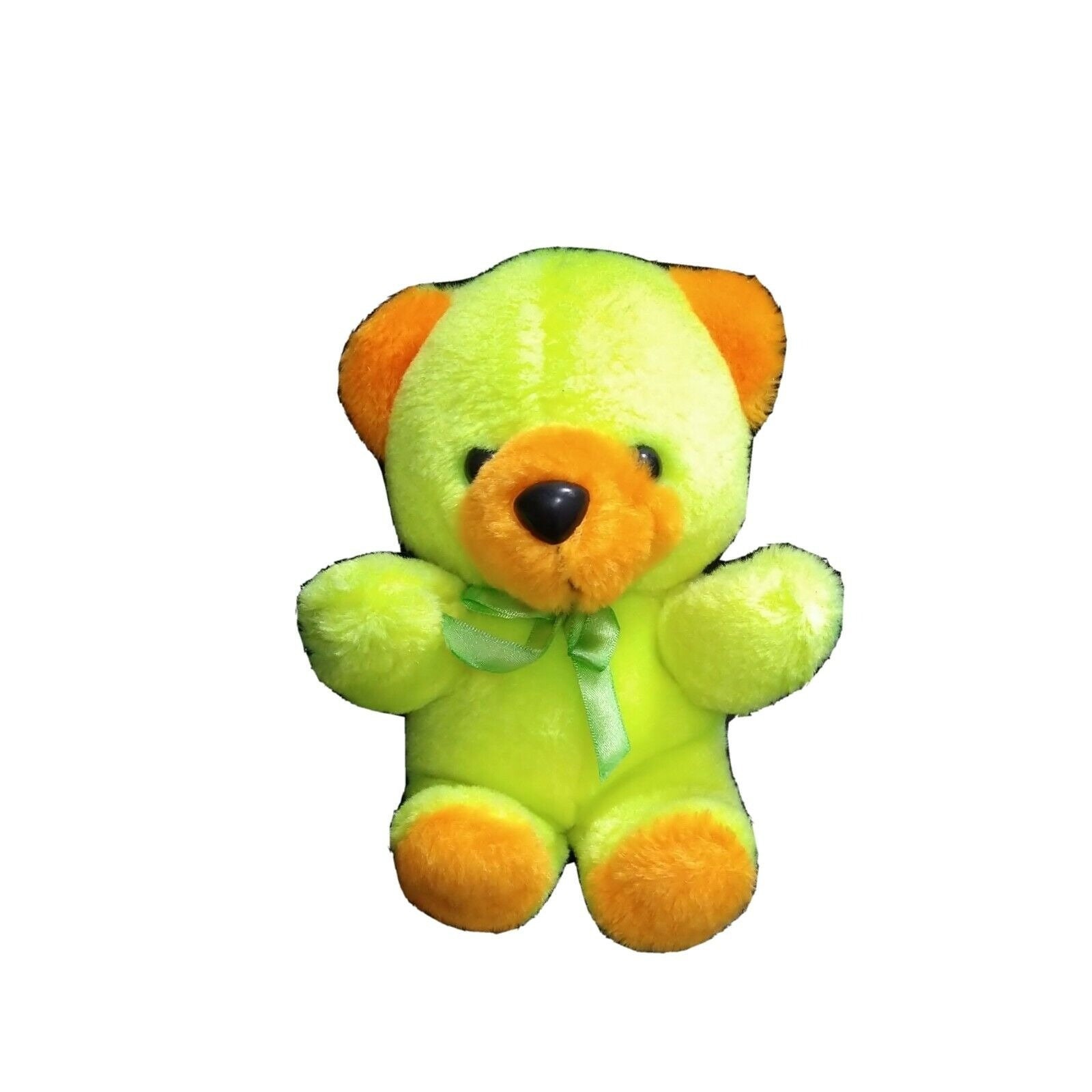 Neon Green and Orange Teddy Bear Plush Stuffed Toy 6 in Ages 5 and up ...