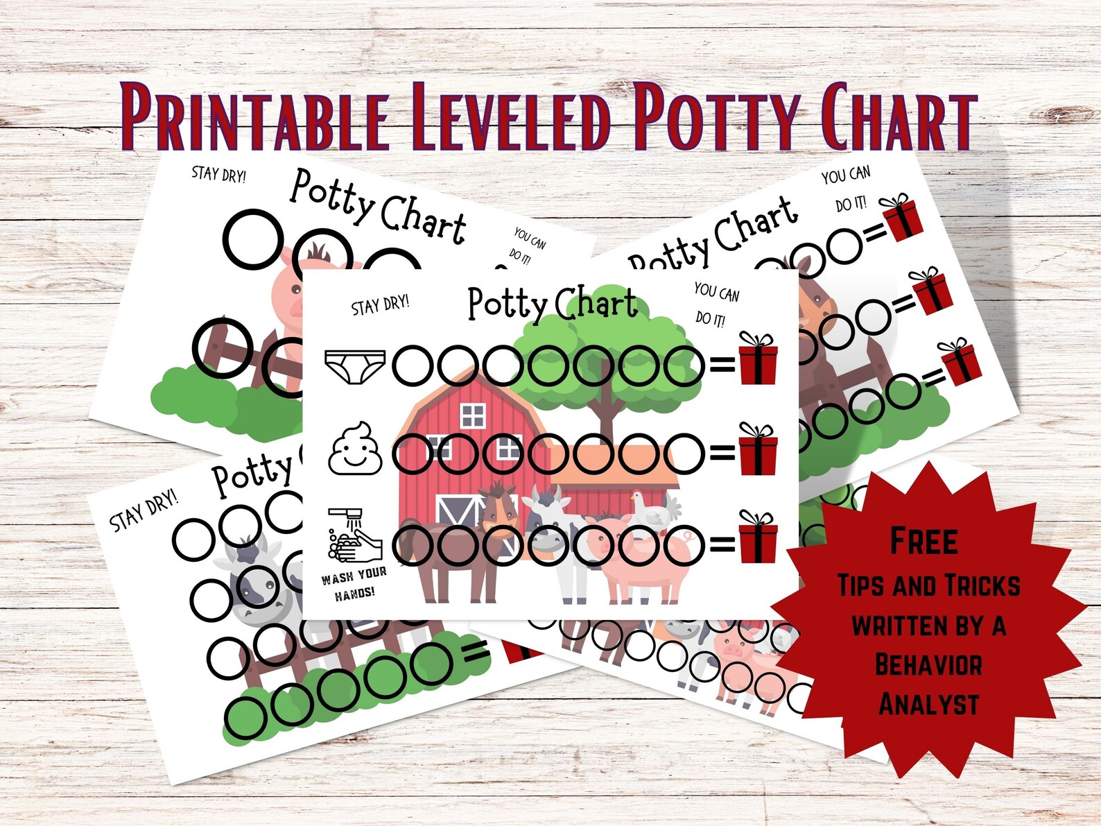 Farm Animal Potty Chart, Potty Training System, Printable Potty ...
