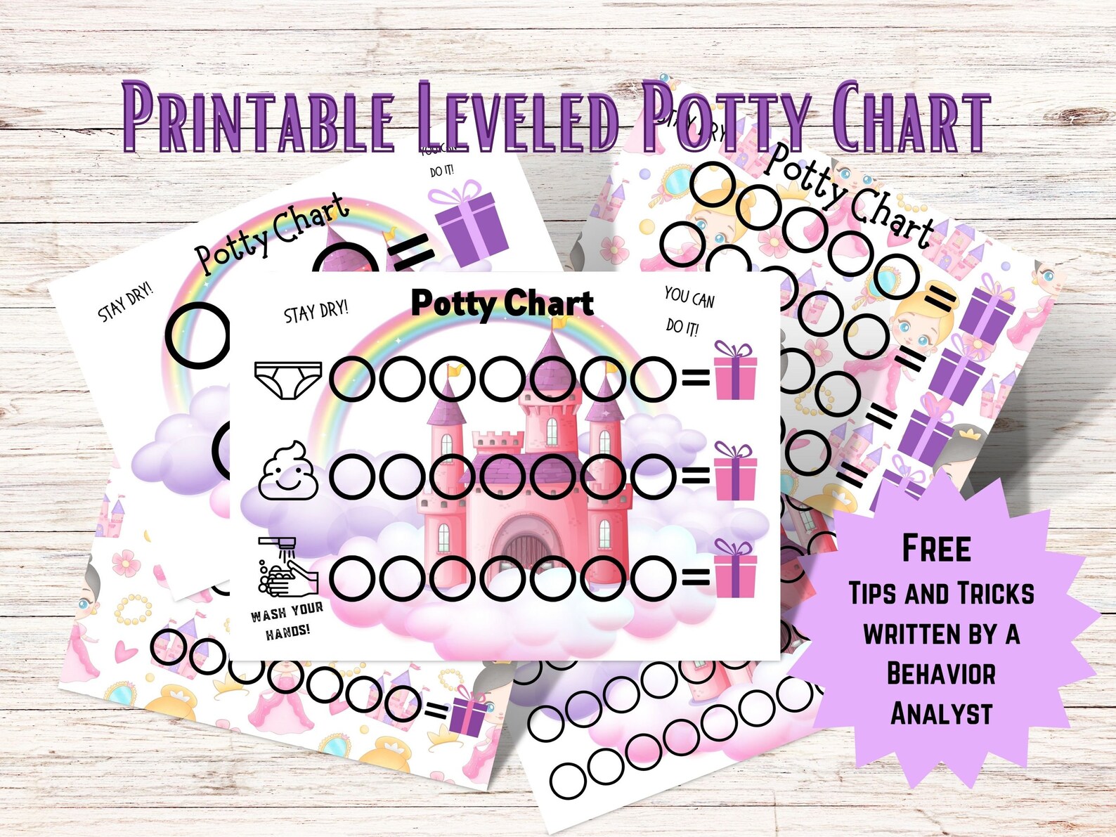 Princess Potty Chart, Potty Training System, Printable Potty Training ...