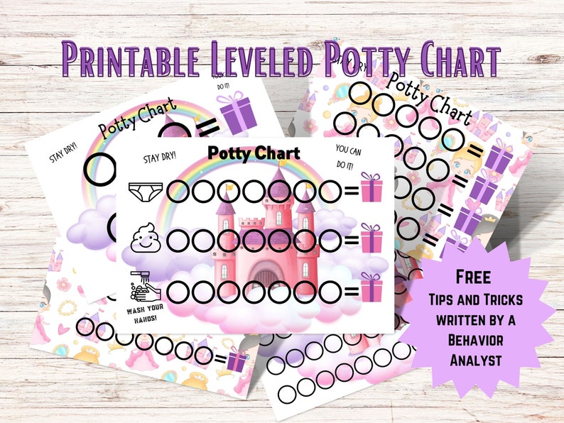 Princess Potty Chart, Potty Training System, Printable Potty Training ...