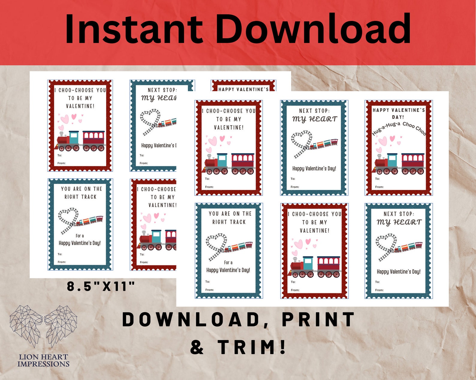 Printable Train Valentine's Day Cards, Classroom Valentine's Day Cards ...