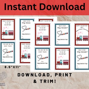 Printable Train Valentine's Day Cards, Classroom Valentine's Day Cards ...