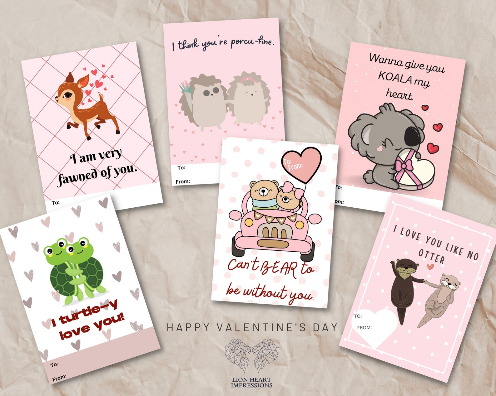 Printable Forest Animal Pun Valentine's Day Cards, Classroom Valentine ...