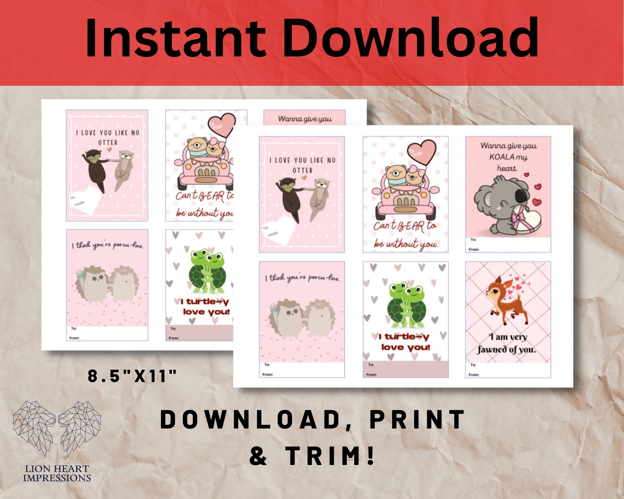 Printable Forest Animal Pun Valentine's Day Cards, Classroom Valentine ...