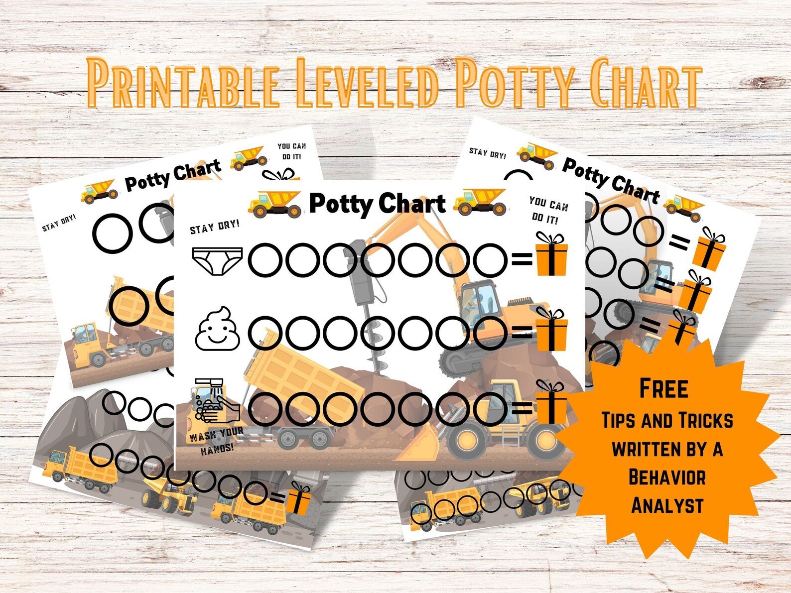 Construction Potty Chart, Potty Training System, Printable Potty ...