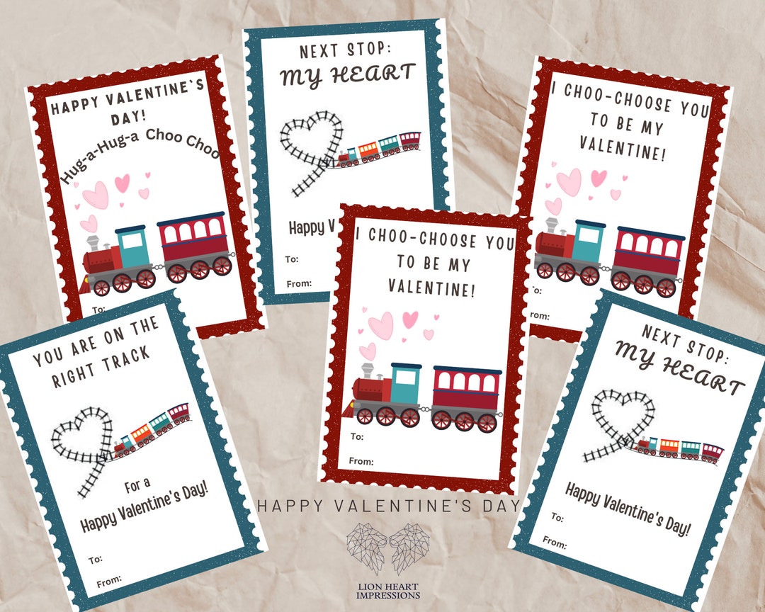 Printable Train Valentine's Day Cards, Classroom Valentine's Day Cards ...
