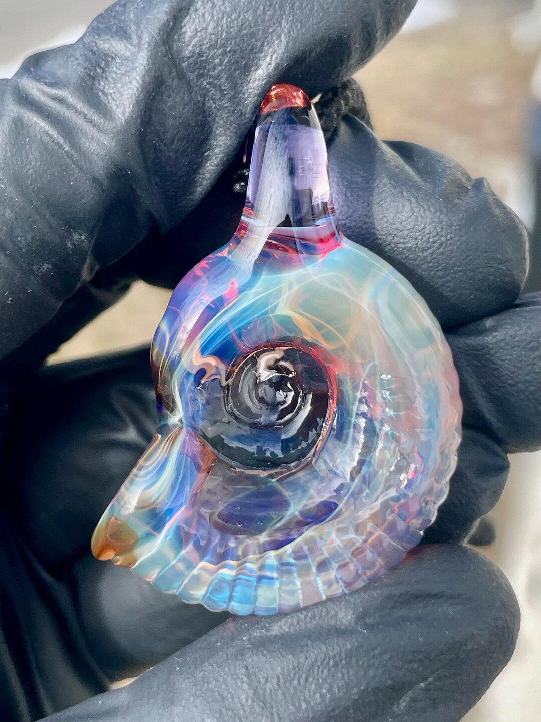 Ammonite Glass Shell Pendant #5 - Etsy
