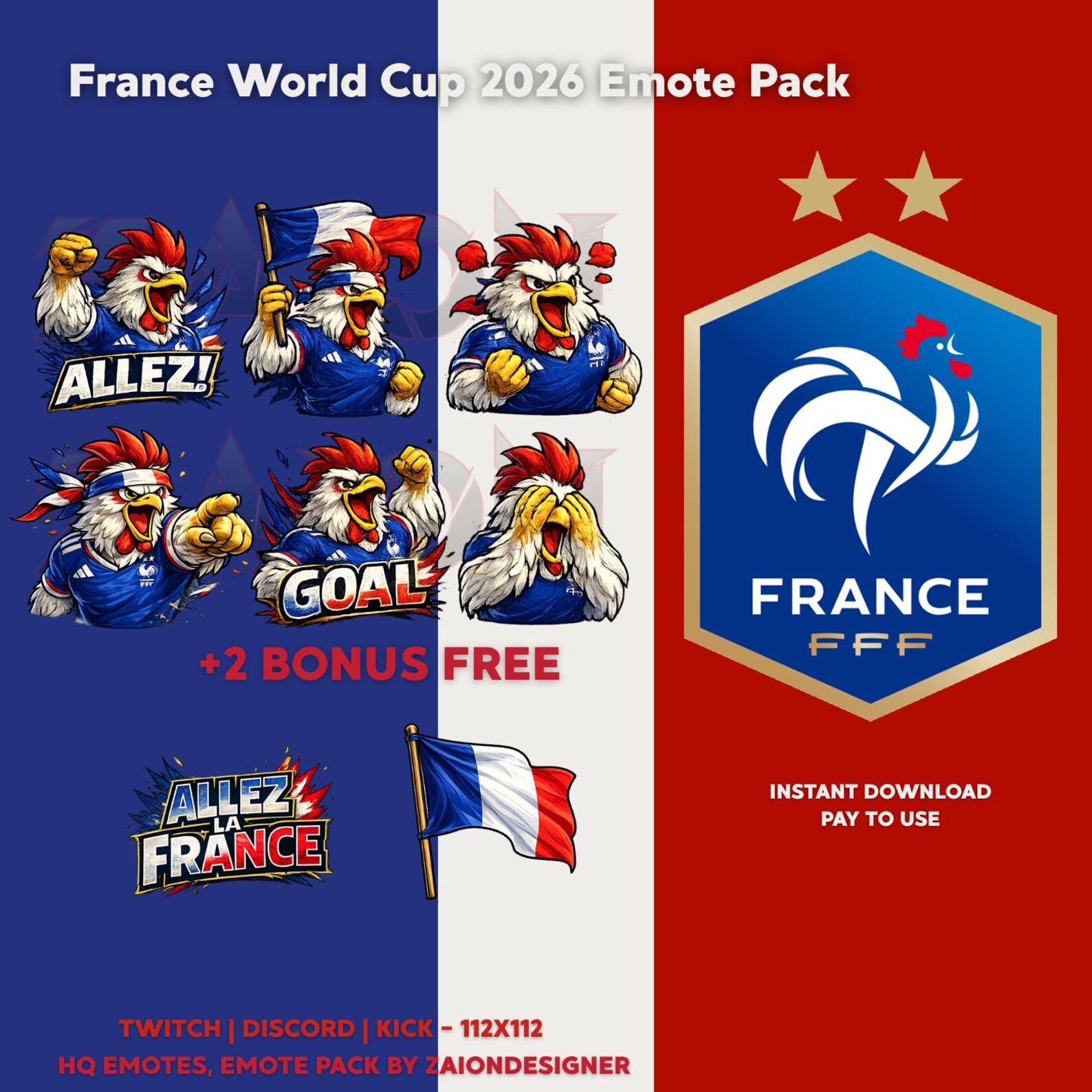 France Emote Pack | World Cup 2026 | 6 Emotes + 2 Free Bonuses | Twitch ...