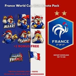 France Emote Pack | World Cup 2026 | 6 Emotes + 2 Free Bonuses | Twitch ...
