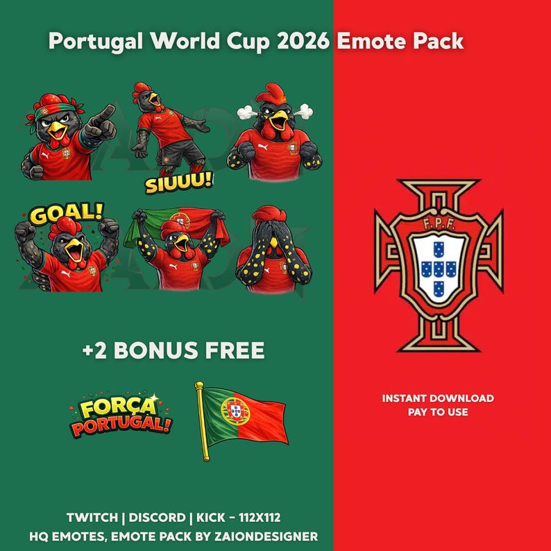Portugal Emote Pack | World Cup 2026 | 6 Emotes + 2 Free Bonuses ...