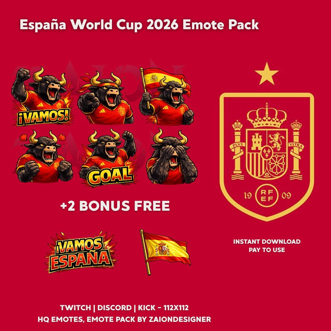 Spain Emote Pack | World Cup 2026 | 6 Emotes + 2 Free Bonuses | Twitch ...