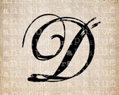 Articles similaires à Antique lettre D Script Monogram Digital Download ...