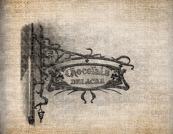 Items similar to Antique French Chocolate Chocolats Cafe Sign ...