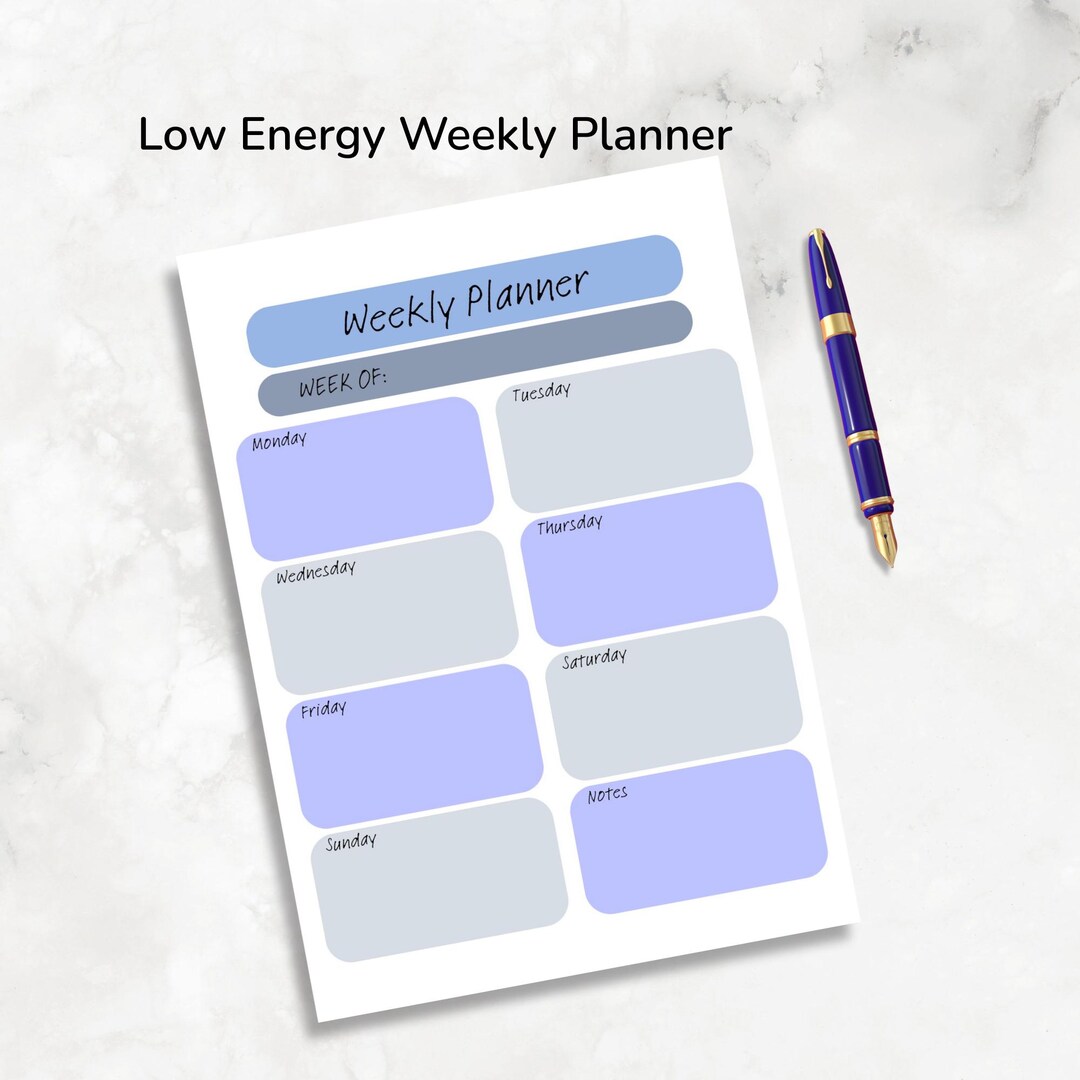 Low Energy Weekly Planner - Gentle Planning for Overwhelming Days - Etsy