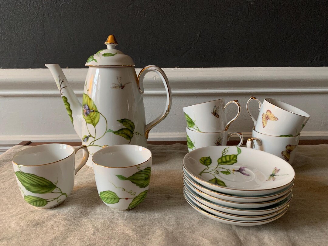Vintage I. Godinger 'jardin' Botanical Coffee/tea Set - Etsy