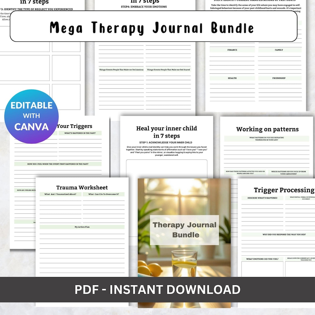 Mega Therapy Journal Bundle | Mental Health and Healing Workbook ...