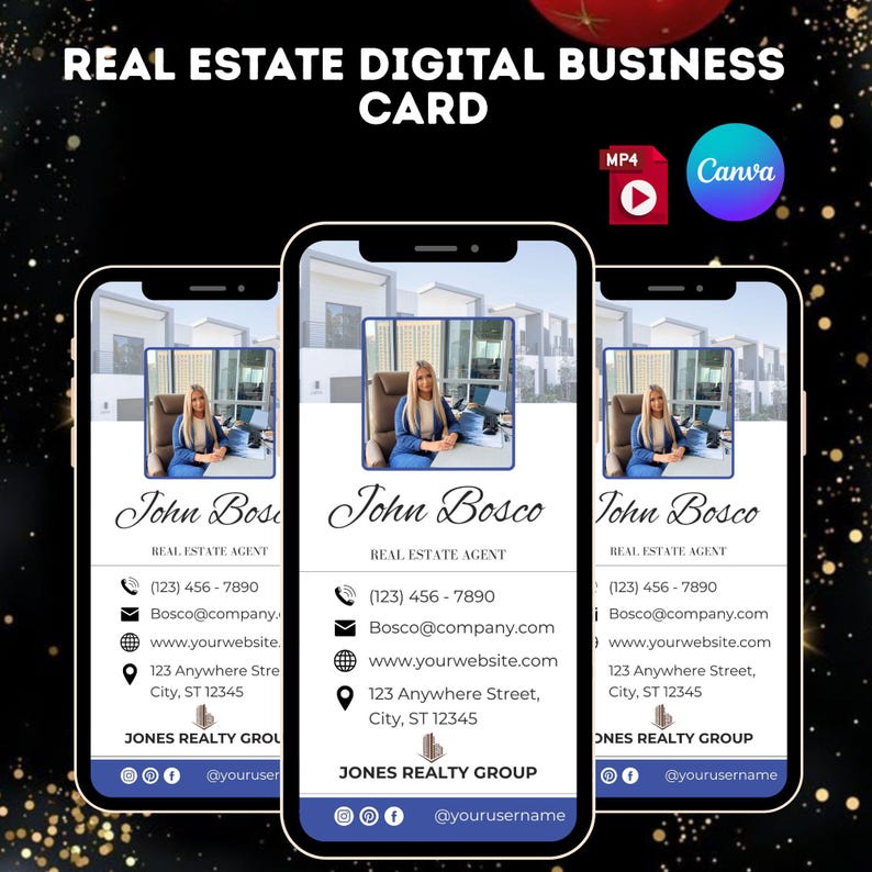 Real Estate Digital Business Card | Editable Realtor Contact Card ...