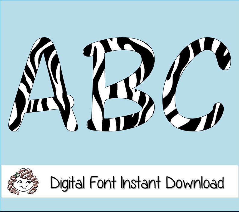 Zebra Font Clipart Instant Download Upper & Lower Case - Etsy
