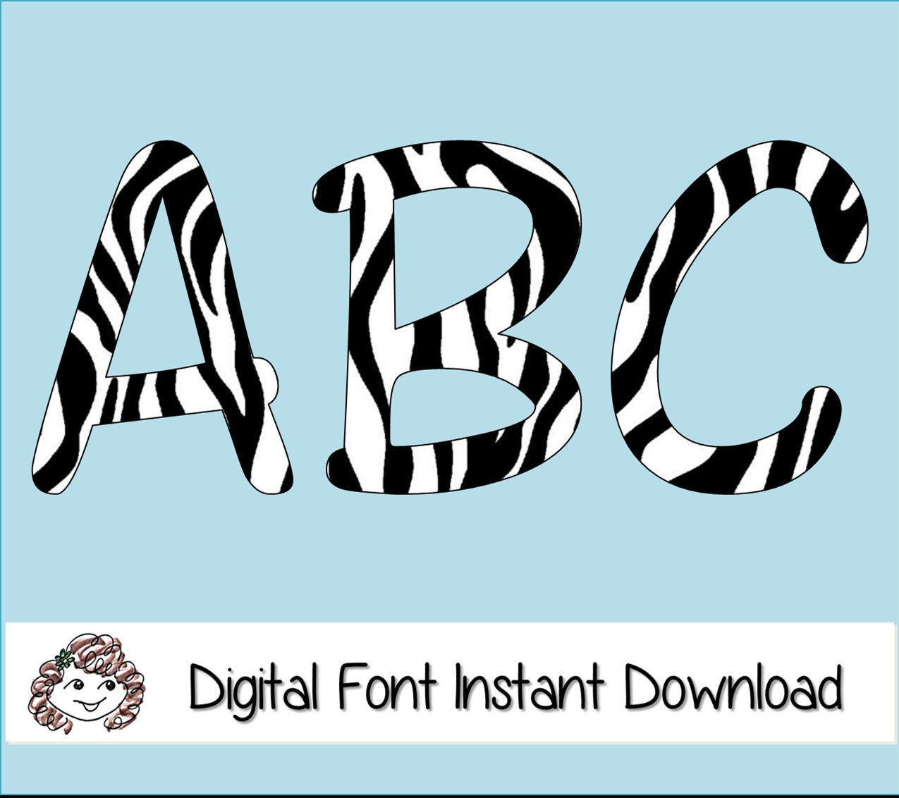 Zebra Font Clipart Instant Download Upper & Lower Case | Etsy