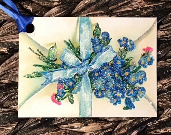 Glittered Forget-Me-Not Gift Tags Extra Sparkly | Etsy