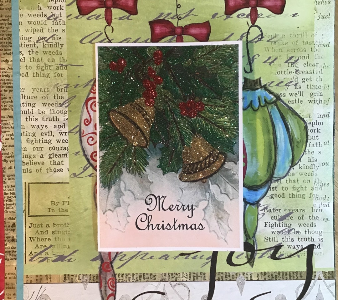 Glittered Christmas Card, Merry Bells, Extra Sparkly! - Etsy