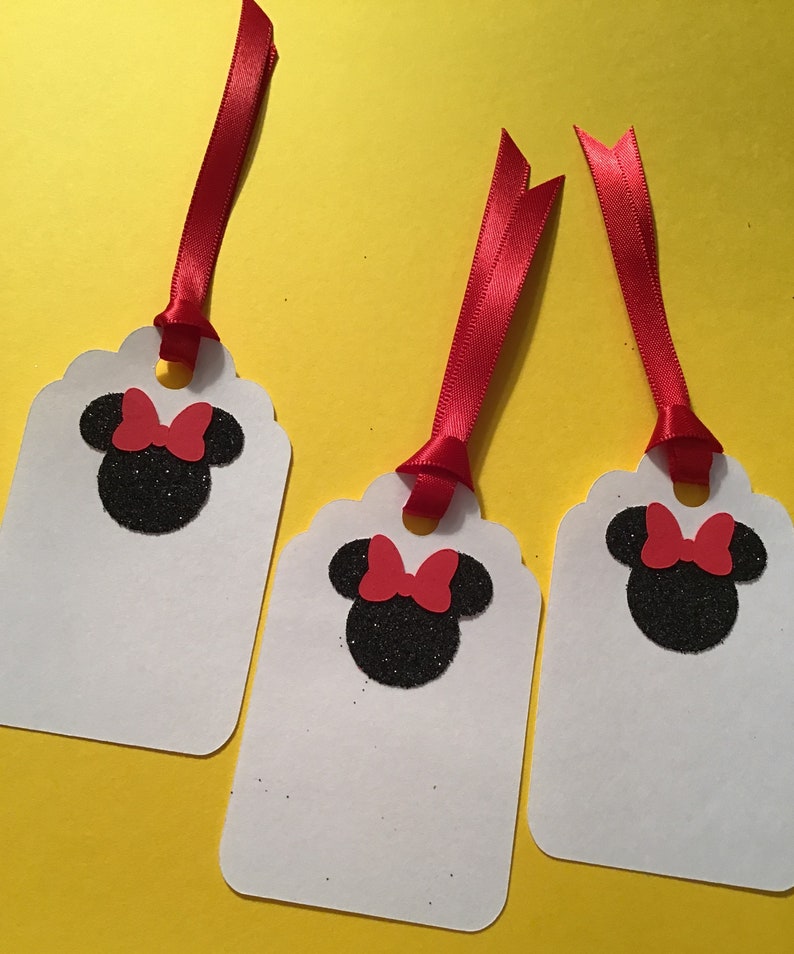 Glittered Minnie Mouse Gift Tags | Etsy