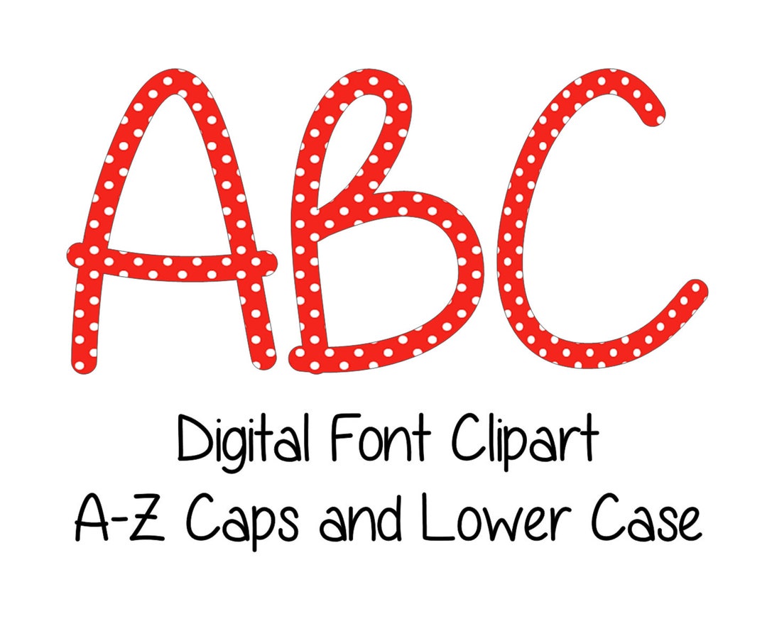 Red Hot Polka Dot Font Clipart, Instant Download, Upper & Lower Case ...