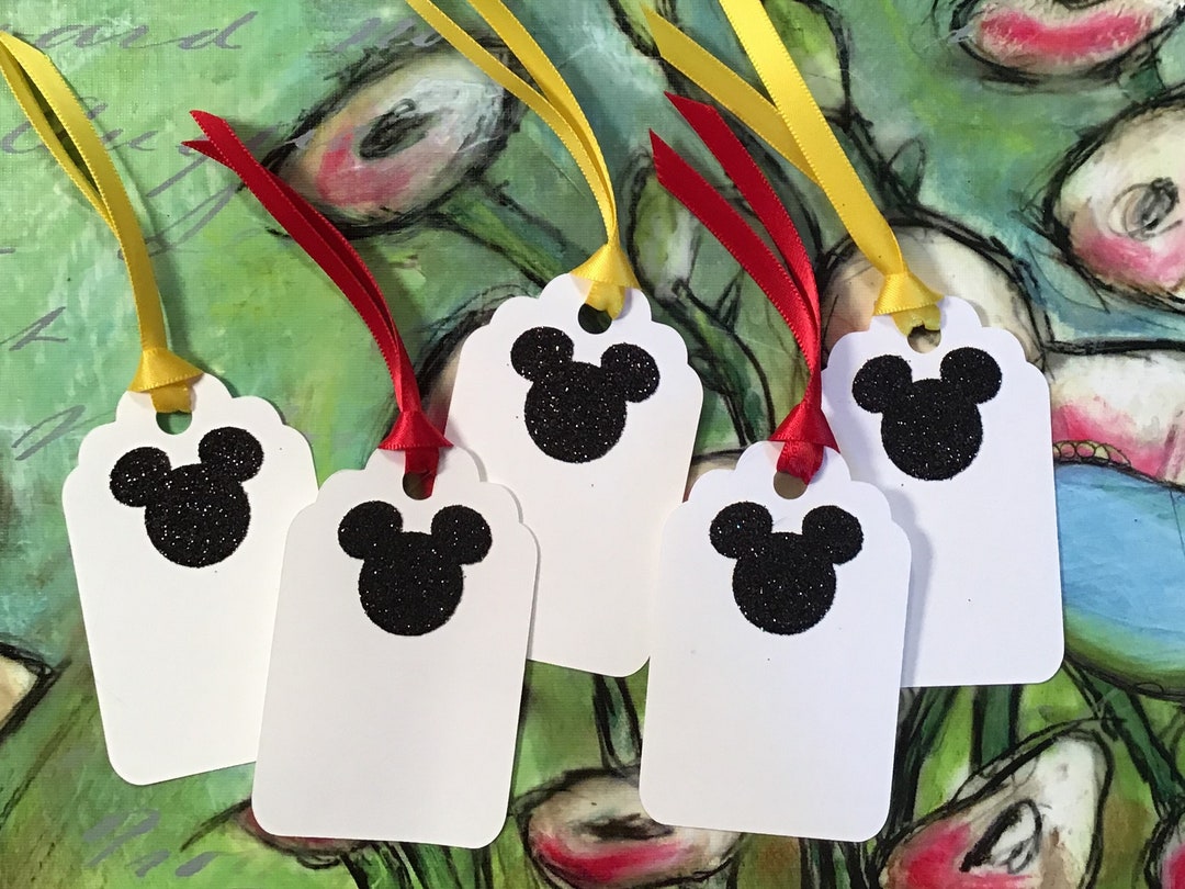 Glittered Mickey Mouse Gift Tags - Etsy