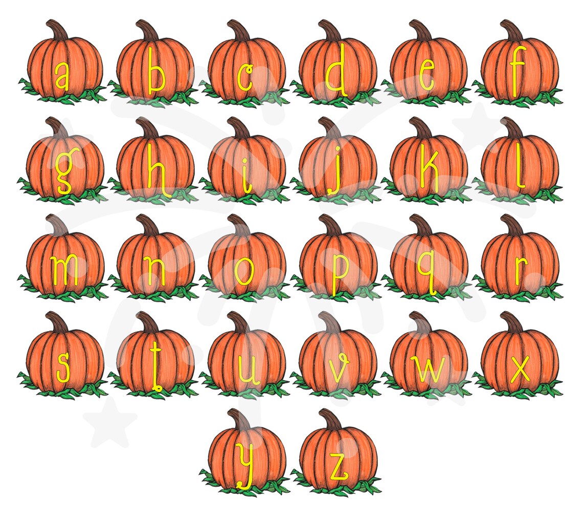 Pumpkin Font Clipart, Hand Drawn Letters, Numbers, Symbols (digital ...