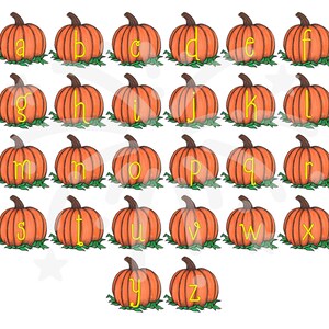 Pumpkin Font Clipart, Original Artwork, Instant Download, Upper & Lower ...