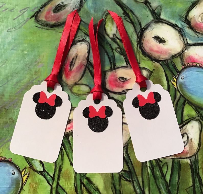 Glittered Minnie Mouse Gift Tags | Etsy