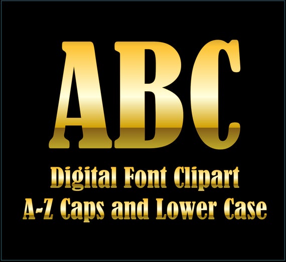 24k Gold Font Clipart Instant Download Upper & Lower Case | Etsy