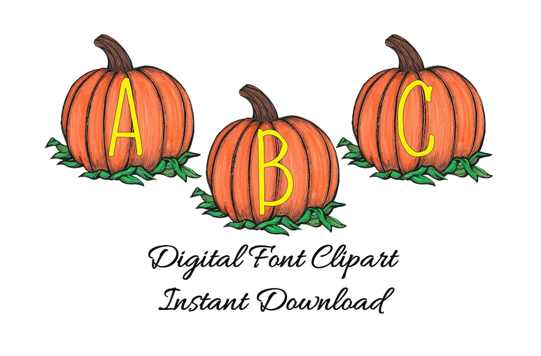 Pumpkin Font Clipart, Original Artwork, Instant Download, Upper & Lower ...