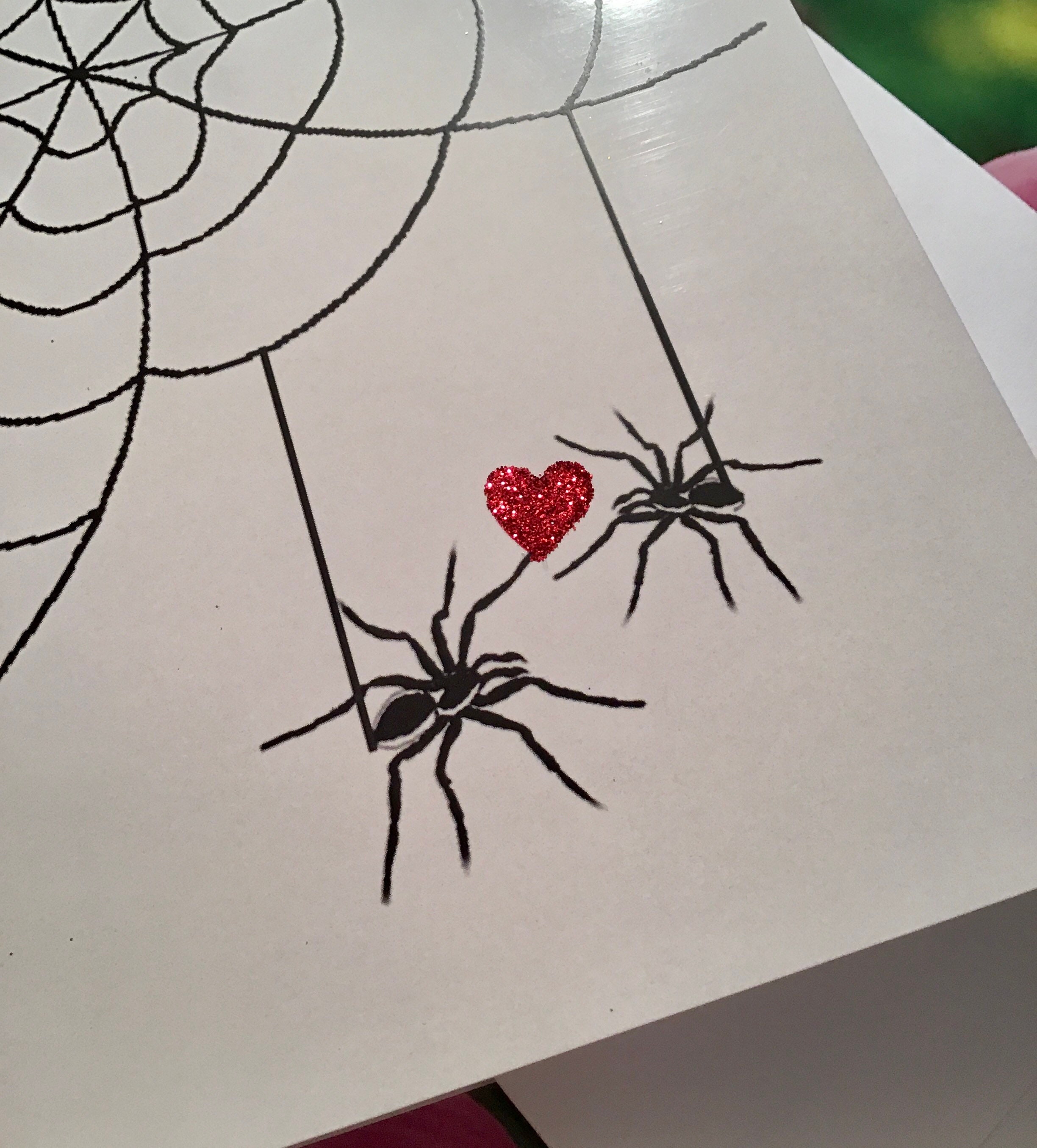 Spider Love Valentine Card, Hand-glittered Heart, Custom Message - Etsy