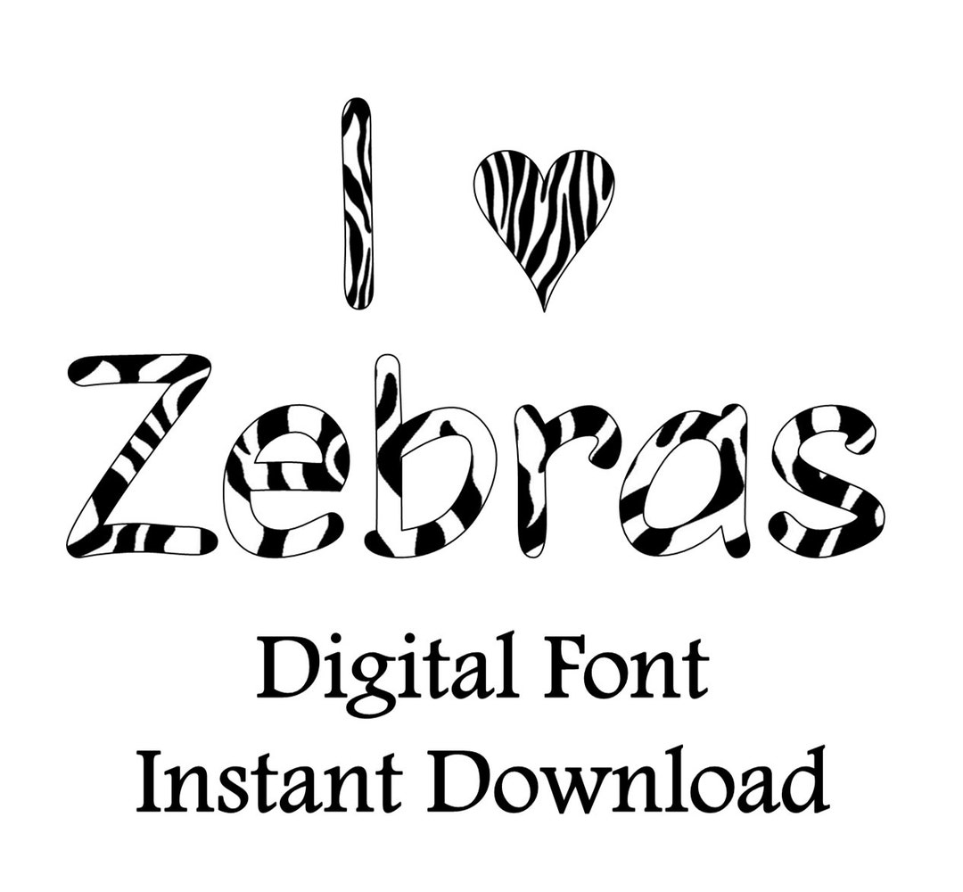 Zebra Font Clipart, Instant Download, Upper & Lower Case Letters ...