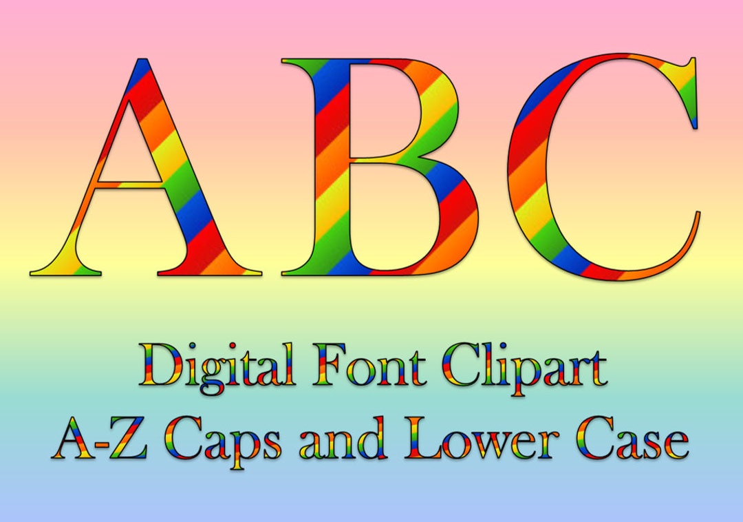 Rainbow Font Clipart, Instant Download, Upper & Lower Case Letters ...