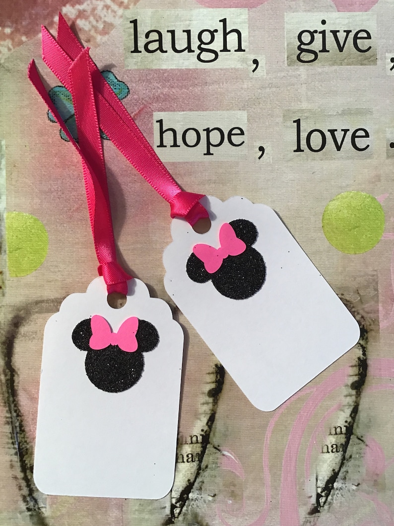 Glittered Minnie Mouse Gift Tags | Etsy