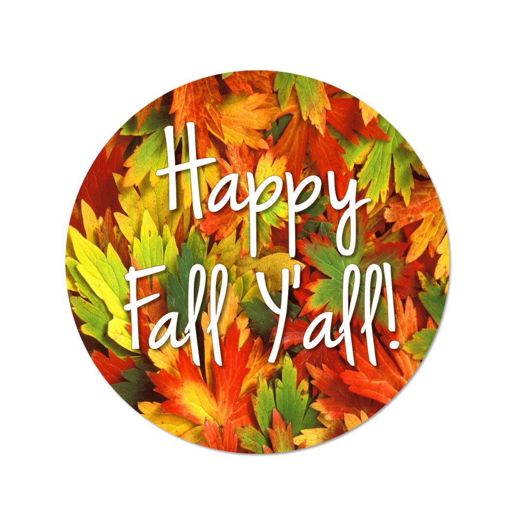 Happy Fall Y'all Stickers With Autumn Leaves and Autumn Colors ...