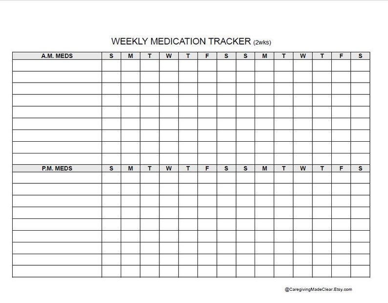 Medication List and 2-week Medication Tracker | Printable & Fillable ...