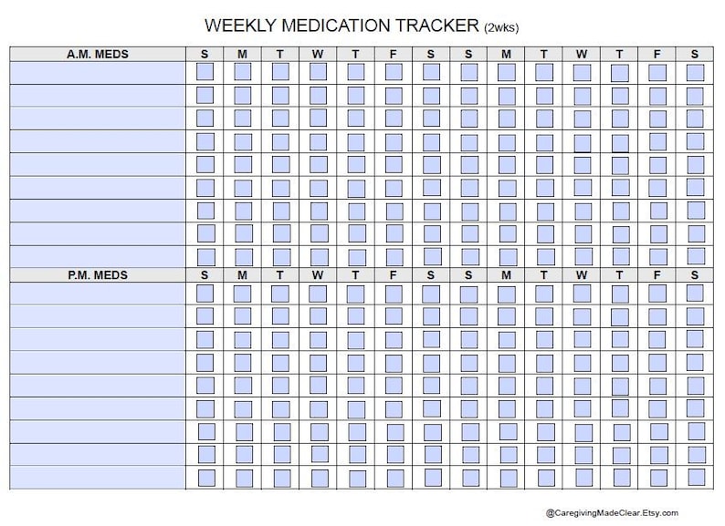 Medication List and 2-week Medication Tracker | Printable & Fillable ...
