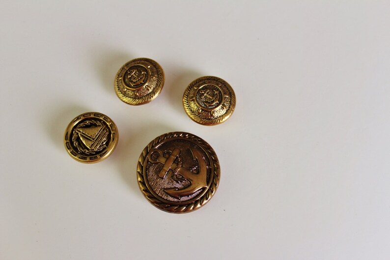 BRASS Round Ship Anchor Button Cap Cover Stamping FINDINGS - 4pcs #199 ...
