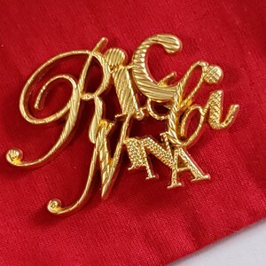 Vintage Nina Ricci LOGO Monogram Gold Tone Brooch , Retro Fashion Nina ...