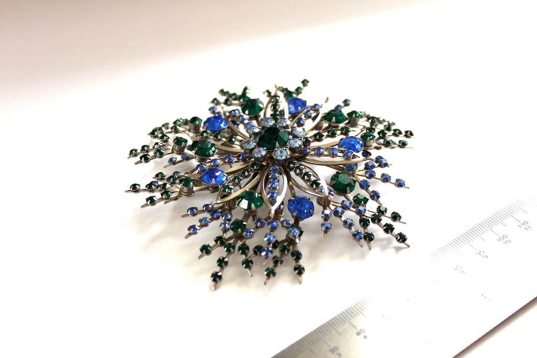 Massive Vintage 1950s Juliana Delizza & Elster Silver Tone Sunburst ...