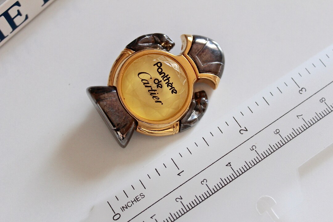 Cartier Parfums PANTHER Pin Broochwith Yellow Lucite and Black Enamel ...