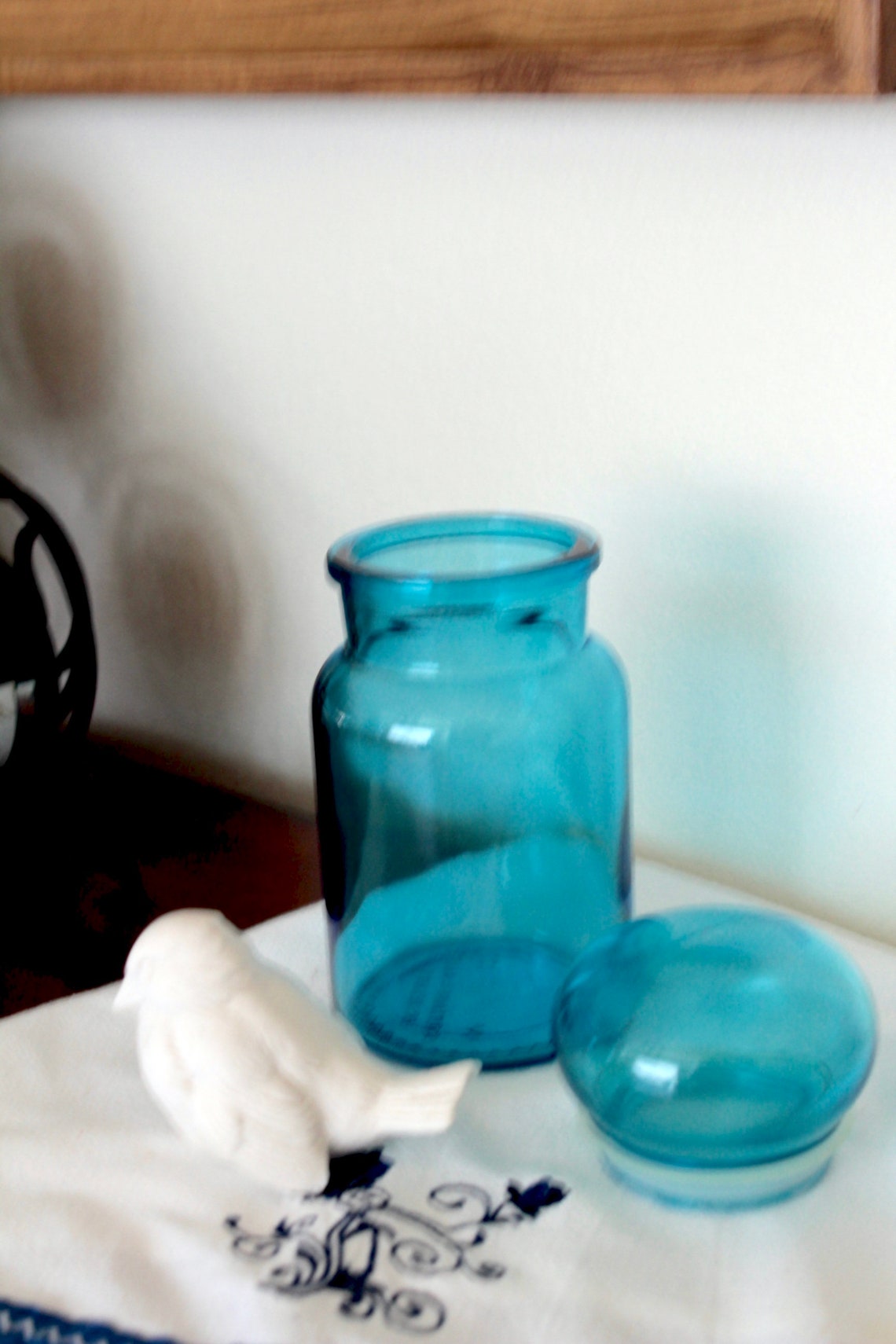 Collectible Mid-century Turquoise Blue Glass Belgian Lidded | Etsy