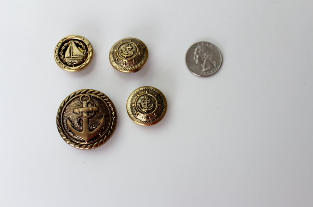 BRASS Round Ship Anchor Button Cap Cover Stamping FINDINGS - 4pcs #199 ...