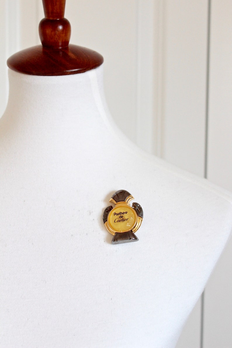 Cartier Parfums PANTHER Pin Broochwith Yellow Lucite and Black - Etsy