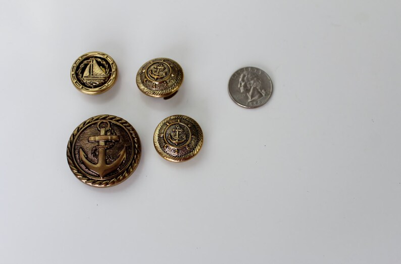 BRASS Round Ship Anchor Button Cap Cover Stamping FINDINGS - 4pcs #199 ...