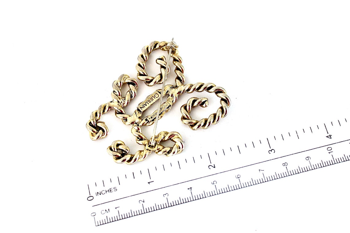 Guerlain Gold Tone Monogram Logo Brooch/ Guerlain Couture | Etsy